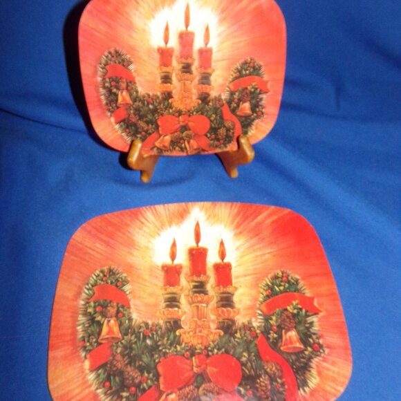 Source Unknown | Holiday | Vintage Christmas Garland Candle Trivet ...